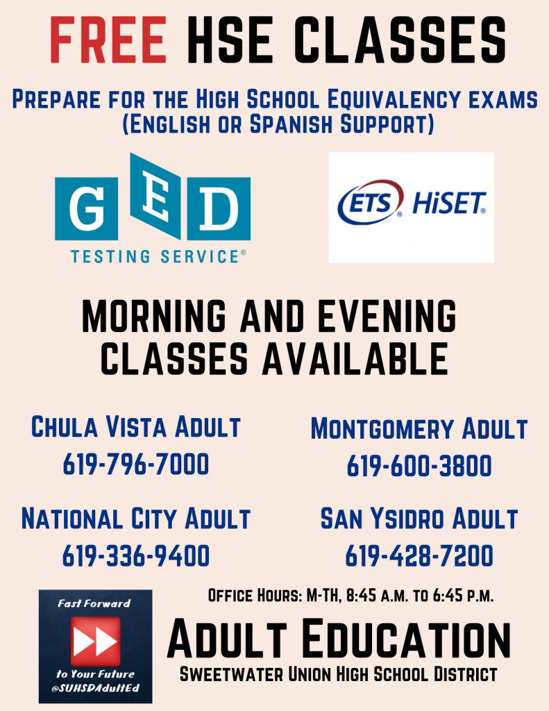 Chula Vista Adult School Test Preparation
